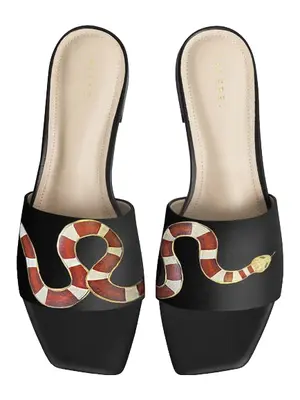ALEPEL ALEPEl Leather Slide Gold Snake