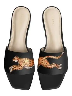 ALEPEL ALEPEl Leather Slide Leopard