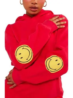 SAMII RYAN Smiley Oversized Hoodie - Red