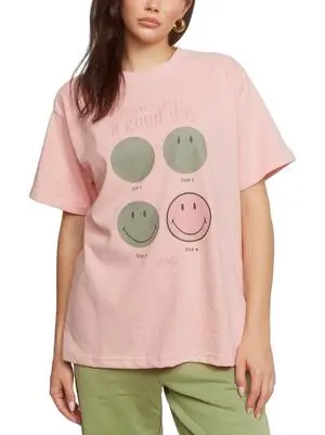 SAMII RYAN Smiley Good Day Oversized Tee - Pink