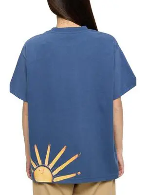 SAMII RYAN Happiness Looks Good Oversized Tee - Blue