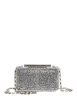 Alexander McQueen T-bar Crystal Box Clutch - Silver/black