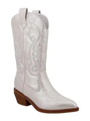 Mia MIA Kelsha Metallic Western Boots Silver/silver