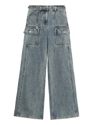 3.1 Phillip Lim Belted Wide-leg Jeans - Blue