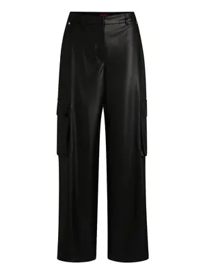 Hugo Faux-leather Cargo Trousers - Black