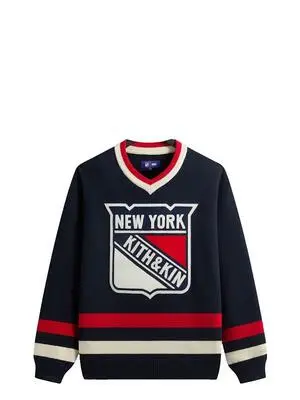 Kith X New York Rangers V-neck Lewis Sweater - Nocturnal