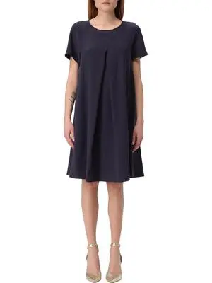 Emporio Armani Dress With Short Sleeves And Rounded Neckline - Blue