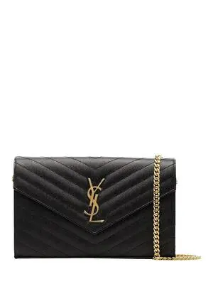 SAINT LAURENT Medium Matelassé Leather Wallet On Chain