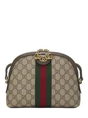 Gucci Gg Supreme Ophidia Dome Shoulder Bag - Brown