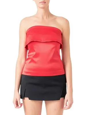 Endless Rose Strapless Satin Top - Red
