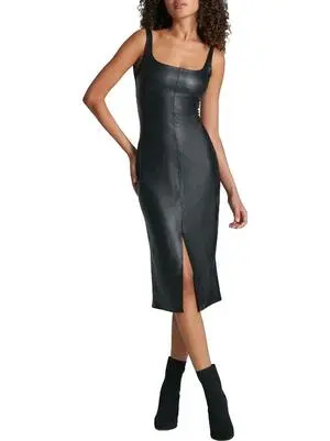 Commando Faux Leather Midi Tank Dress - Black