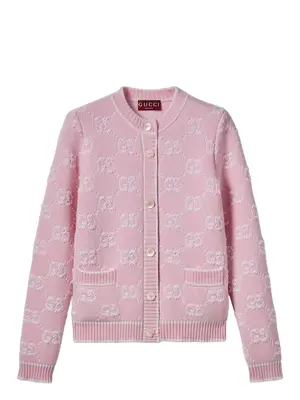 Gucci Gg Wool Bouclé Jacquard Cardigan - Pink