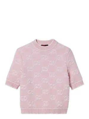 Gucci Gg Wool Bouclé Jacquard Top - Pink