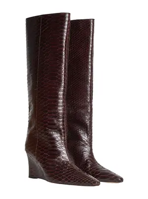 CYNTHIA ROWLEY Cynthia Rowley Embossed Leather Wedge Boots