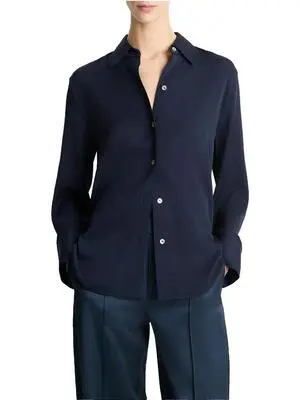 Vince Stretch-silk Button-front Blouse - Black
