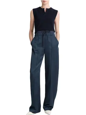 Vince Double-waistband Drawstring Wide-leg Trousers - Black