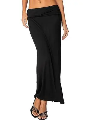 EDIKTED Johanna Fold Over Maxi Skirt - Black