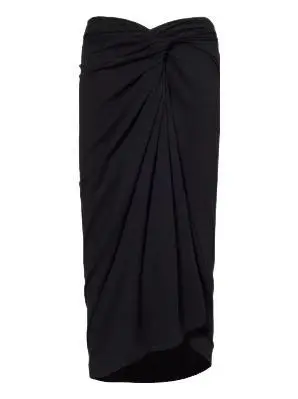 Dries Van Noten Twisted Asymmetric Cotton-jersey Midi Skirt - Black
