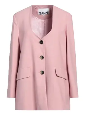 GANNI Blazer In Ecovero Viscose, Recycled Polyester, And Elastane - Pink