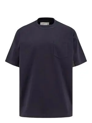 Sacai Cotton Tshirt With Nylon Inserts - Blue
