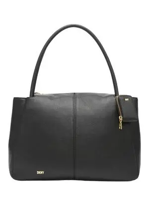 Dkny Sabina Pebble Leather Tote Bag Blk/gold