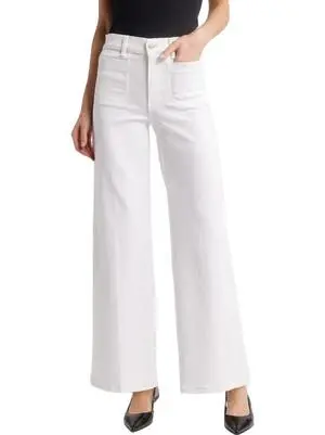 FRAME Le Pixie Slim Palazzo Patch Pocket High-waist Jeans - White