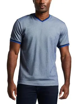 Robert Graham Holton Textured V Neck Tee - Navy