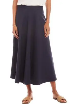Karen Kane Cotton Blend A-line Midi Skirt - Navy