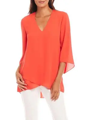 Karen Kane Crossover Hem Top - Bright Orange