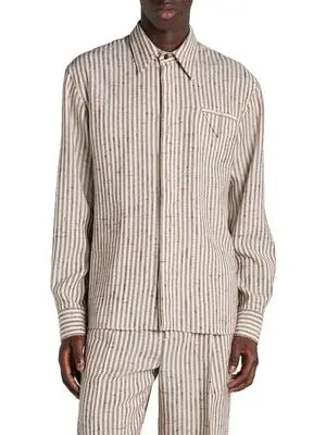Bottega Veneta Flecked Stripe Button-up Shirt - 9236 Talc/ Loam