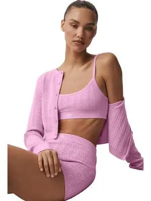 Alo Yoga Pointelle Sweater Be Mine Bra Top - Candy Heart Pink