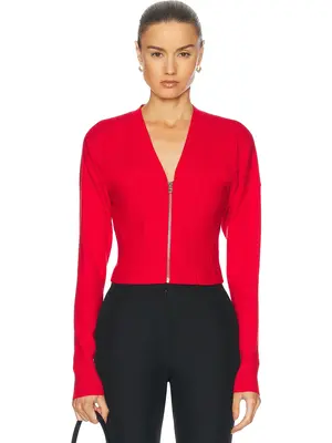 Fleur Du Mal Knit Zip Bustier Cardigan - Rouge