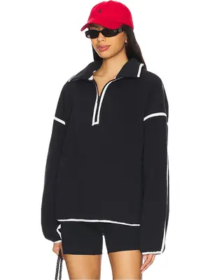 WELLBEING + BEINGWELL Morena Fleece Half Zip - Black & White