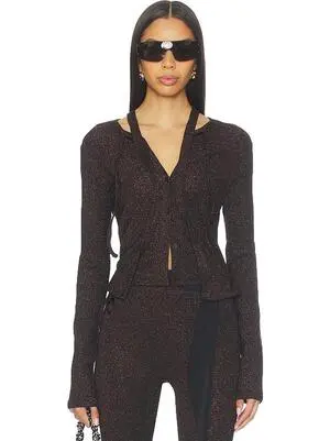 Ottolinger Double Closure Rib Cardigan - Black & Bronze Glitter