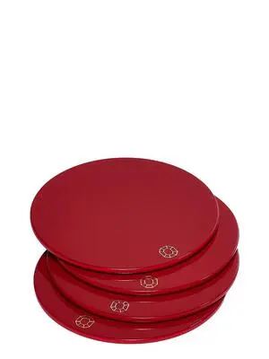 THE MARTHA, BY BACCARAT Octagon Coaster Set - Red