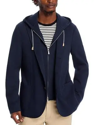 Eleventy Cotton Pique Jersey Soft Jacket Navy