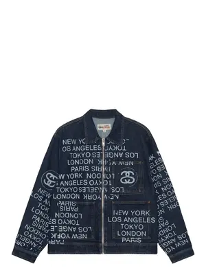 StÜssy City Link Denim Zip Work Jacket - Blue