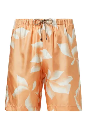 Dries Van Noten Printed Silk Shorts - Orange