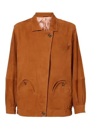 BLAZÉ MILANO Viva Cleo Suede Bomber Jacket - Brown