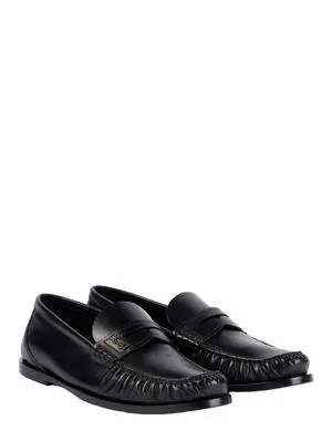 Saint Laurent Laurent Leather Penny Loafers - Black