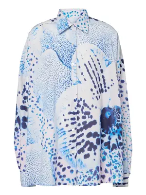 Dries Van Noten Printed Cotton Shirt - Blue