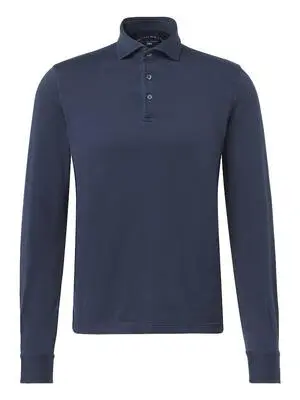 Fedeli Cotton Piqué Polo Shirt - Blue
