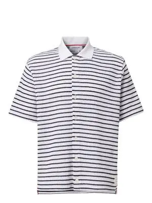 Thom Browne Striped Waffle-knit Cotton Polo Shirt - Blue