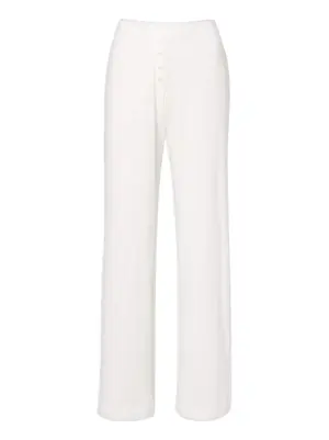 LESET Pointelle Wide-leg Pants - White
