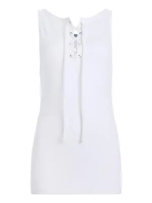 Prada Lace-up Cotton-jersey Tank Top - White
