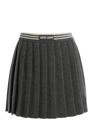 Miu Miu Pleated Cashmere-wool Mini Skirt - Grey