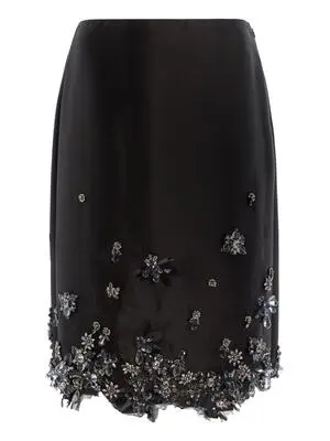 Prada Embellished Wool-blend Midi Skirt - Grey