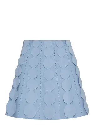 Oscar De La Renta Geometric Circle Knitted Mini Skirt - Blue