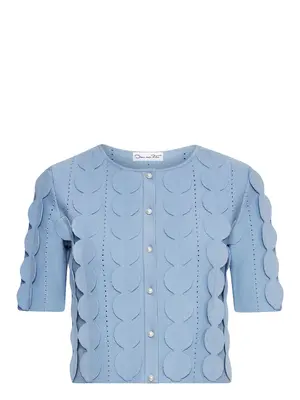 Oscar De La Renta Geometric Circle Pattern Cardigan - Blue
