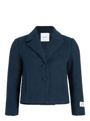 Patou Cropped Tailored Tweed Jacket - Blue